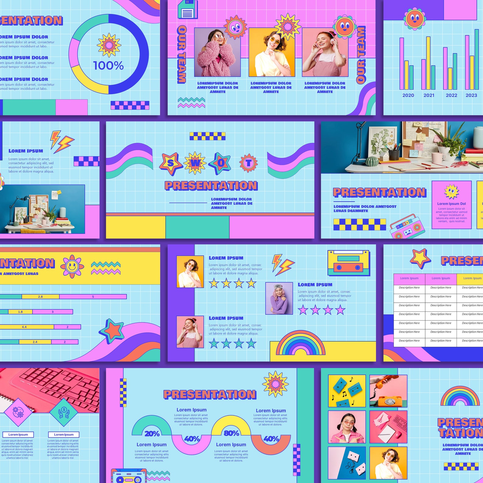 Retro Style Powerpoint Template | Unique Presentation | PPT Vintage ...
