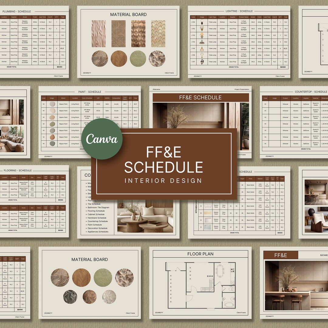 Interior Design FF&E Schedule Comprehensive | Furniture, Fixtures, and ...