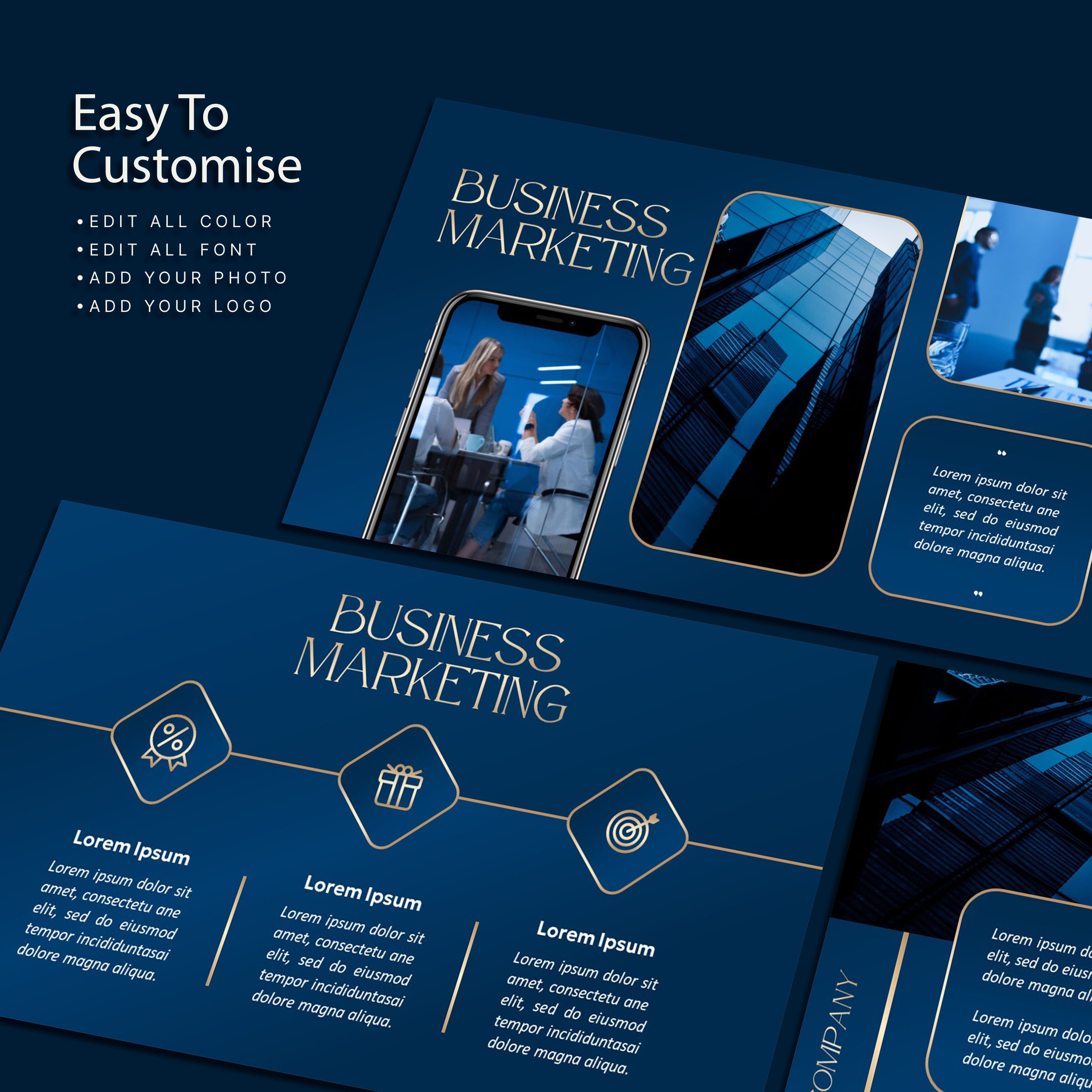 Blue Luxury Powerpoint Template | PPT Black and Gold | Business ...