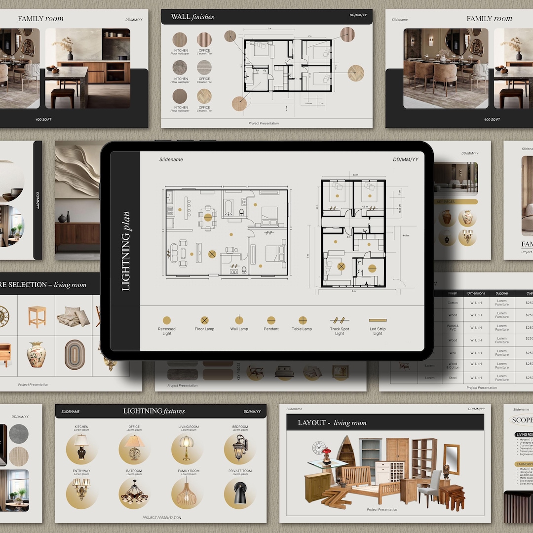 Simple Interior Design Presentation Template - Editable Canva and ...