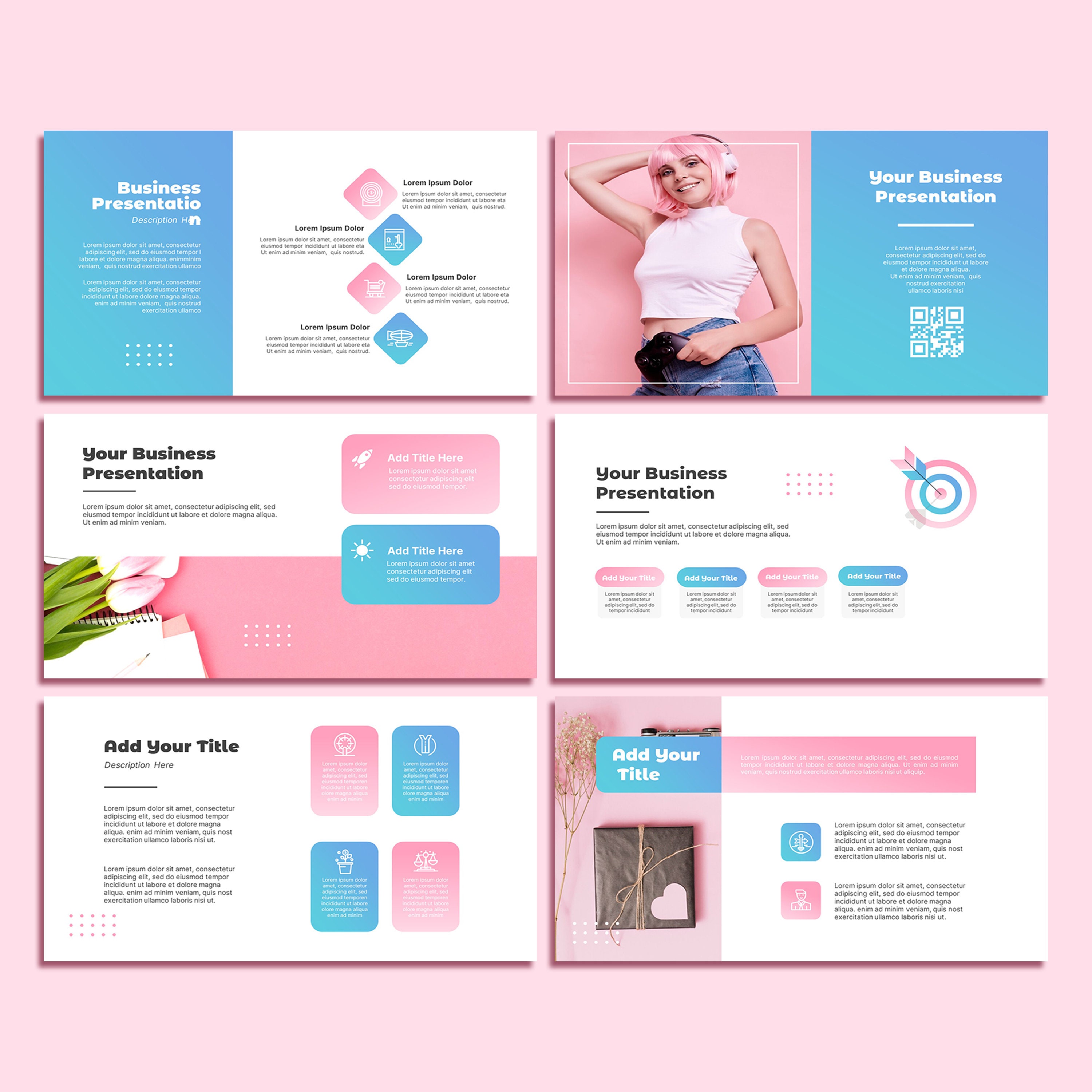 Pink Blue Powerpoint Template | Presentation Slide | Business Strategy ...
