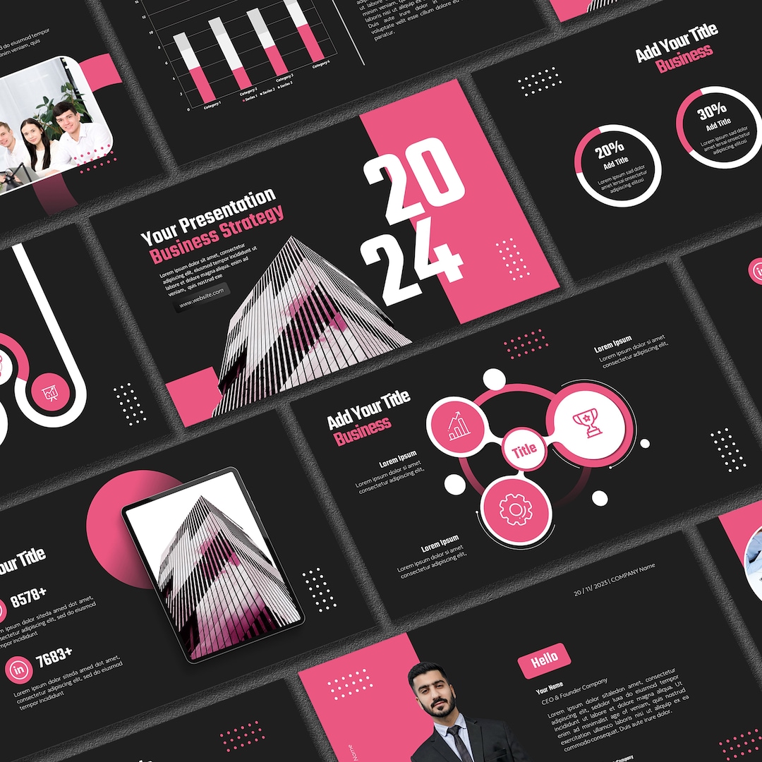 Black Pink Powerpoint Template | PPT Magezine Style | Business ...