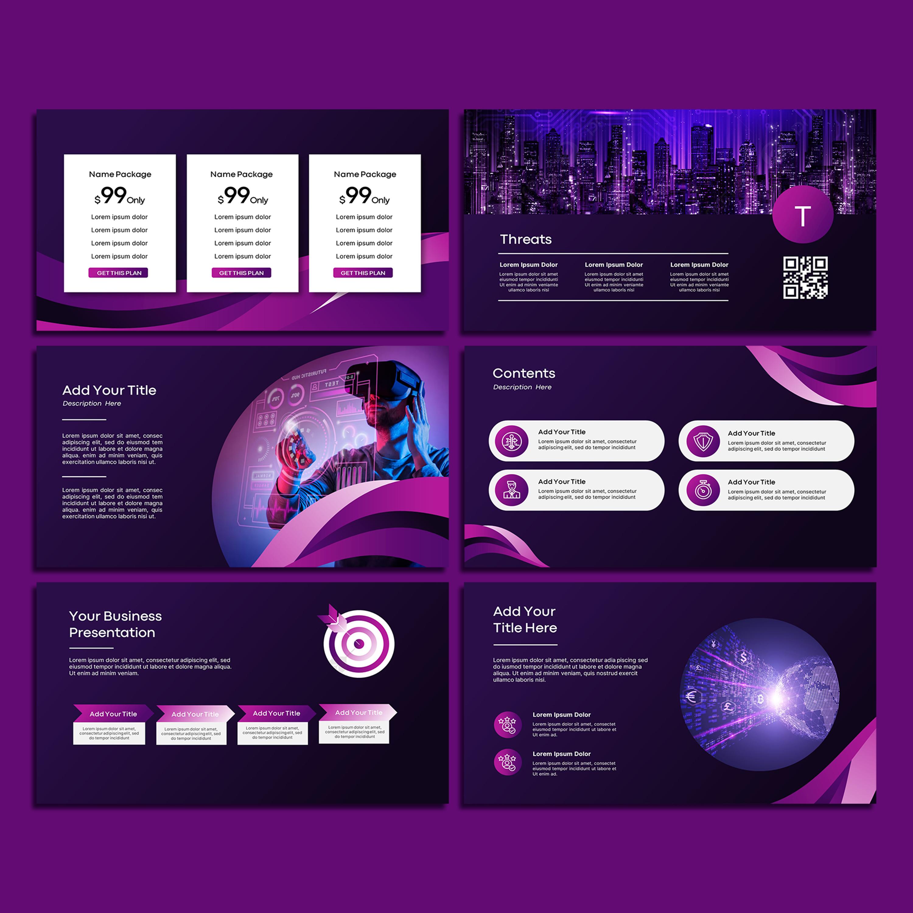 Futuristic Purple Powerpoint Template | Modern Business Slides (PPT) - Etsy