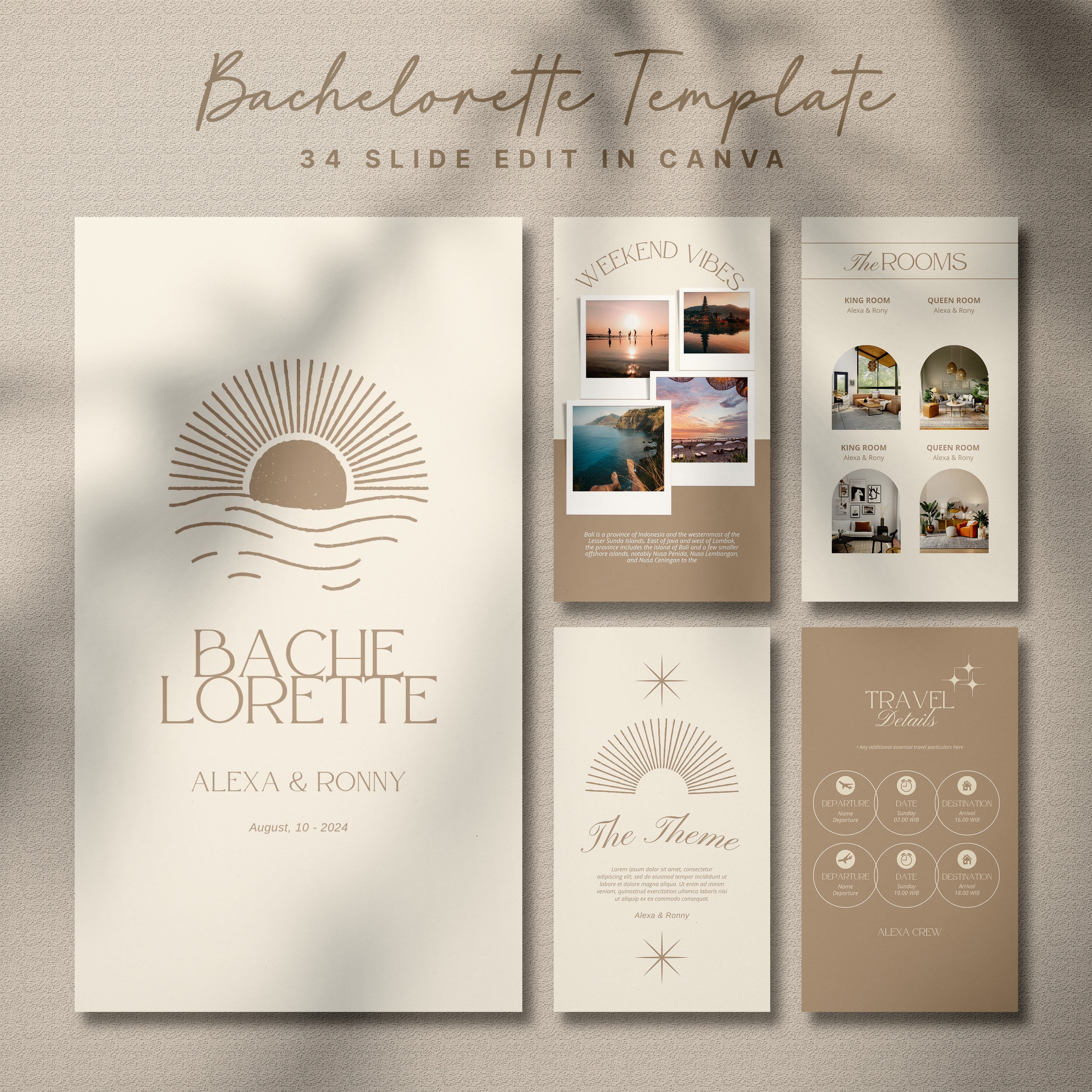 Minimal Bachelorette Itinerary Canva | Bachelor Template | Bridesmaid ...