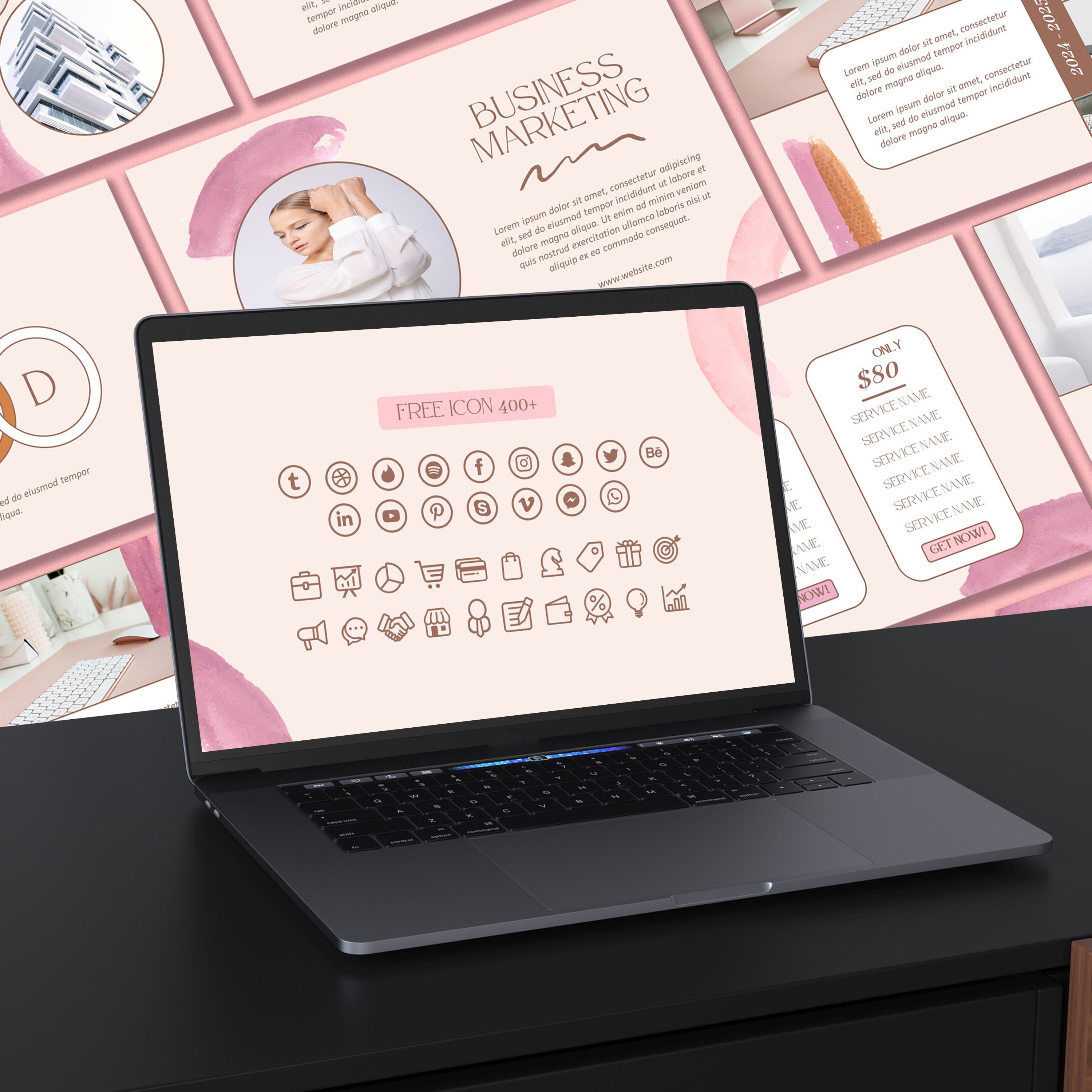 Brush Powerpoint Template | PPT Pink | Business Presentation ...