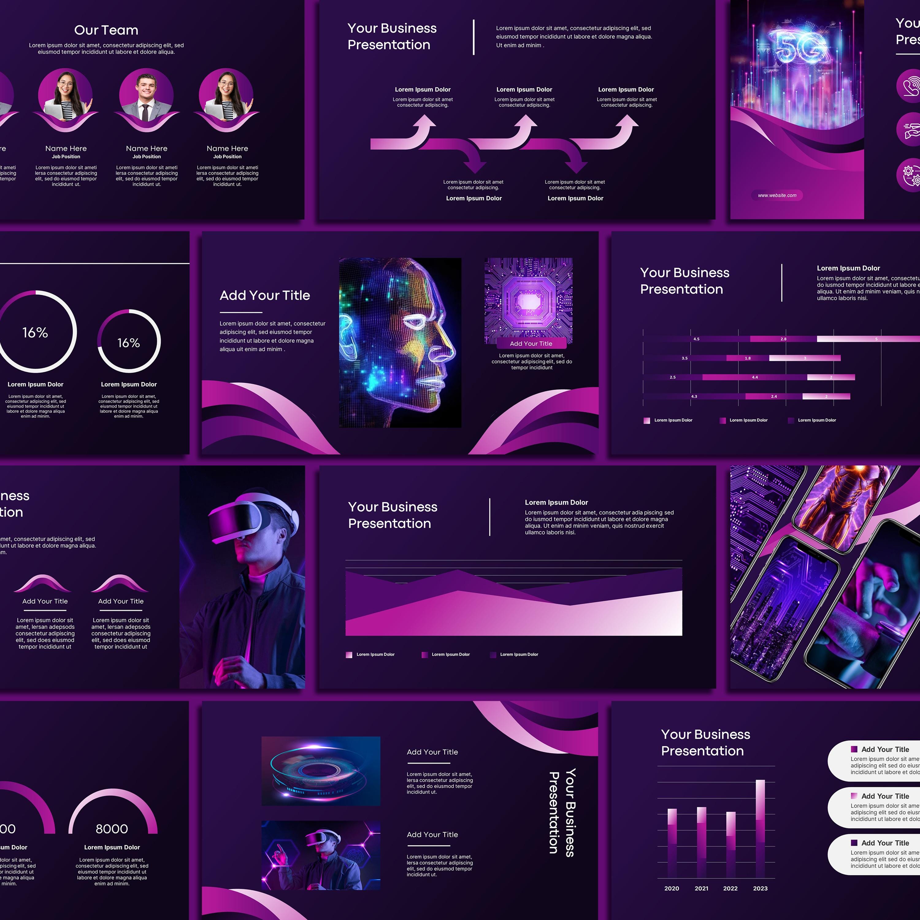 Futuristic Purple Powerpoint Template | Modern Business Slides (PPT) - Etsy