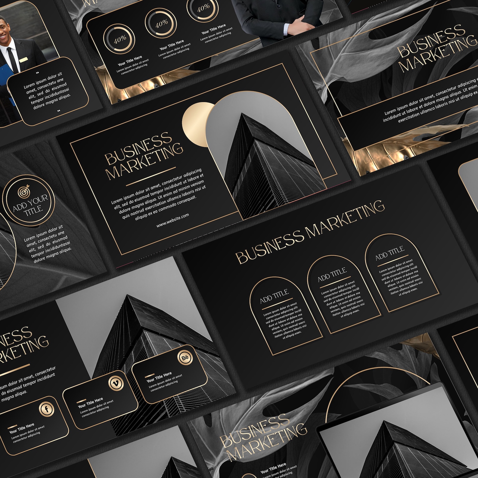 Luxury Powerpoint Template | PPT Black and Gold | Business Presentation ...