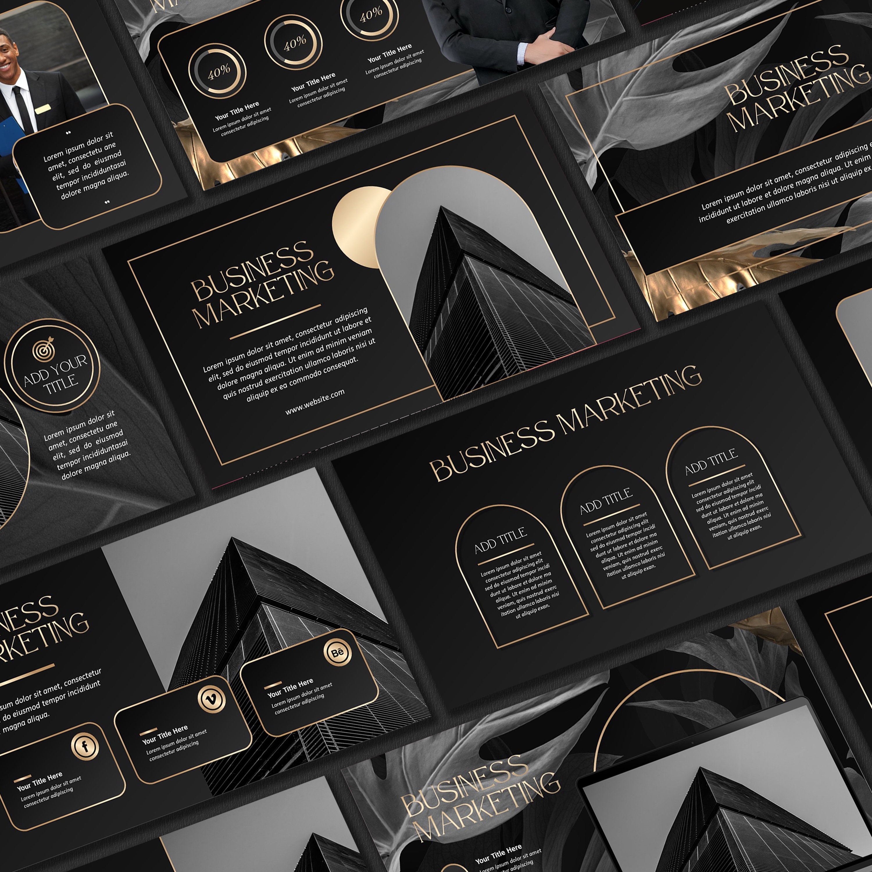 Luxury Powerpoint Template PPT Black and Gold Business Presentation ...