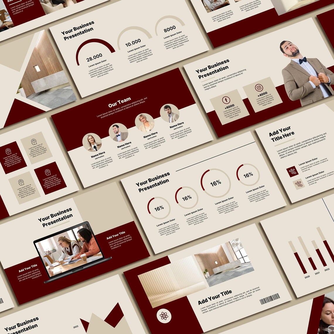 Minimal Maroon Powerpoint Template for Business Presentation - PPT ...