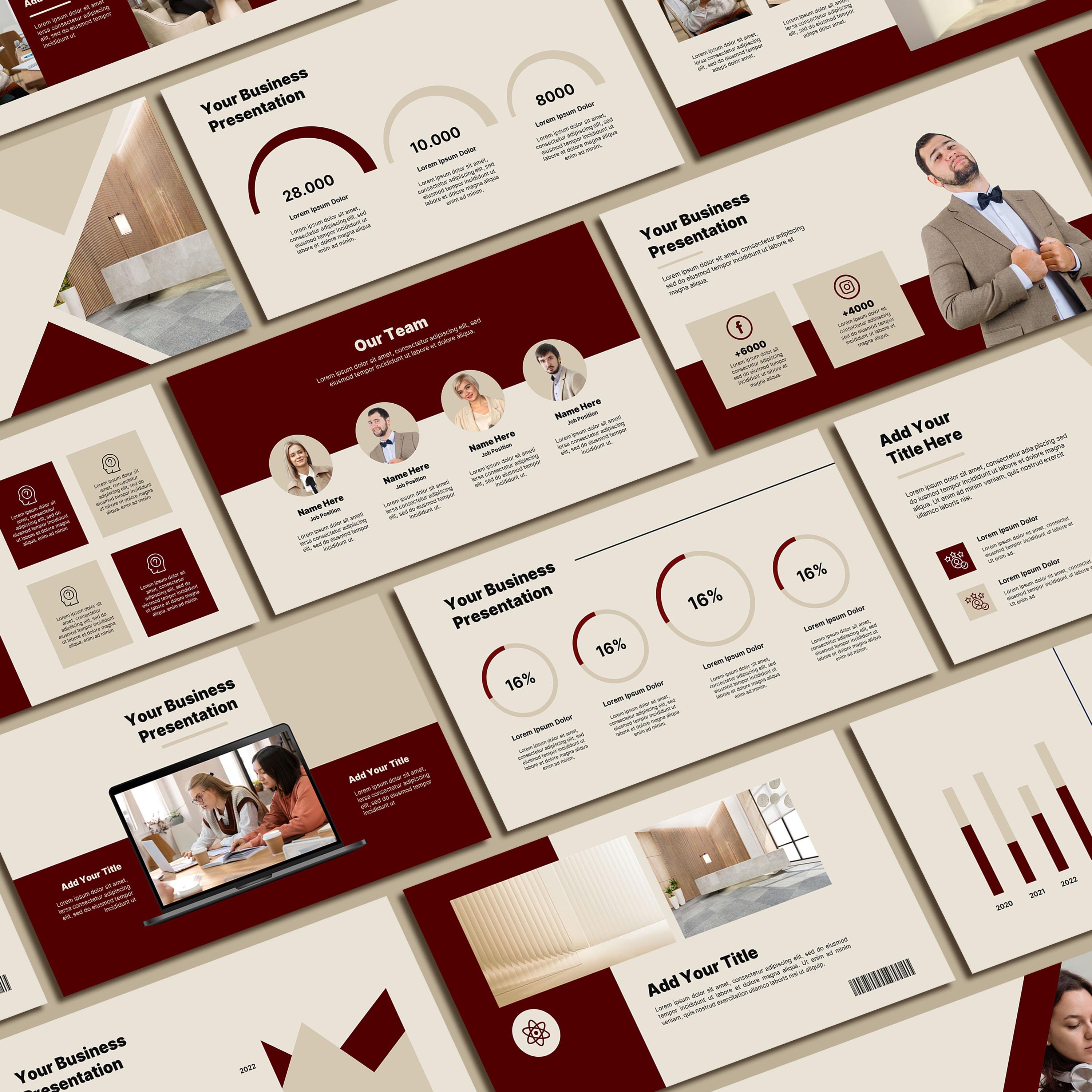 Minimal Maroon Powerpoint Template for Business Presentation - PPT ...