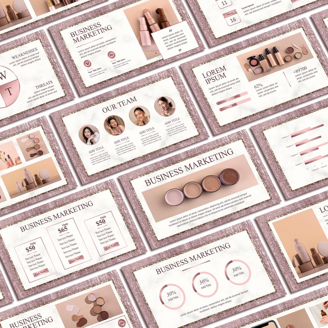 Beauty Powerpoint Template | PPT Rose Gold | Presentation Skincare ...