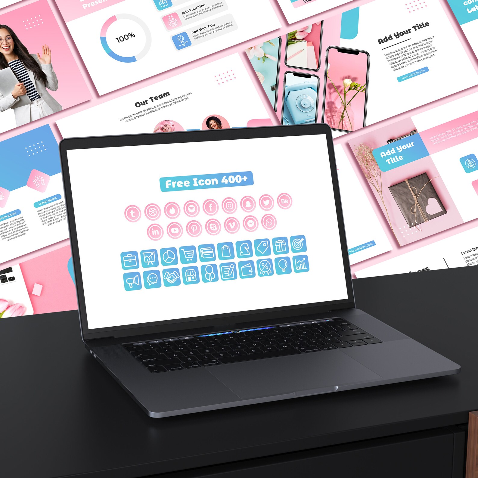 Pink Blue Powerpoint Template | Presentation Slide | Business Strategy ...