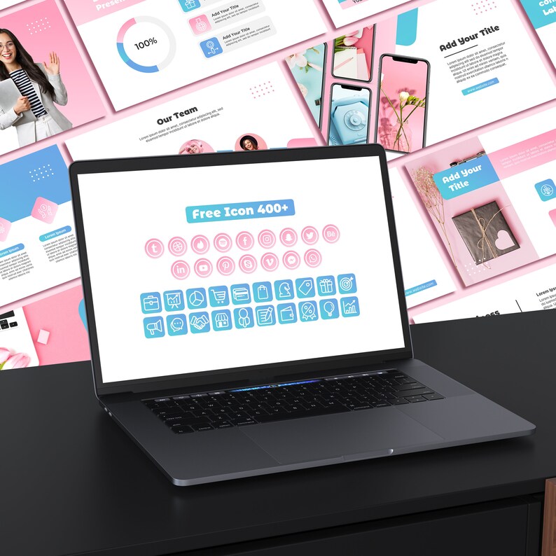 Pink Blue Powerpoint Template | Presentation Slide | Business Strategy ...