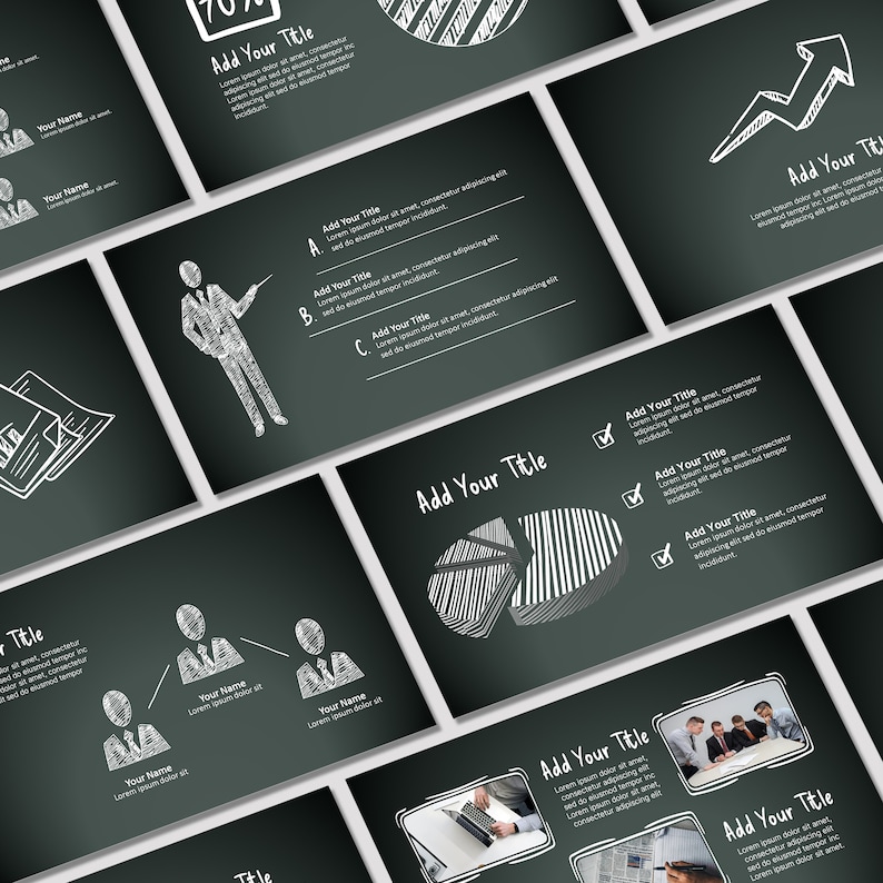 Hand Drawn Chalkboard Powerpoint Template | Creative Slide Deck - Etsy ...