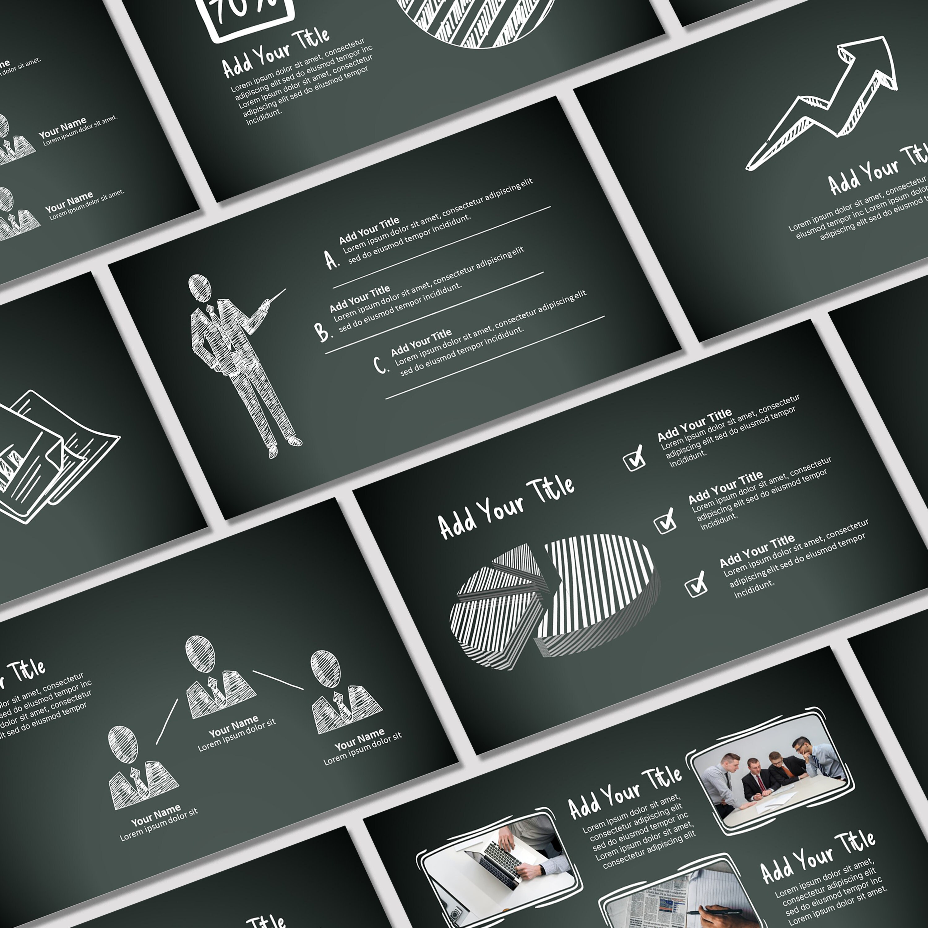 Hand Drawn Chalkboard Powerpoint Template | Creative Slide Deck - Etsy