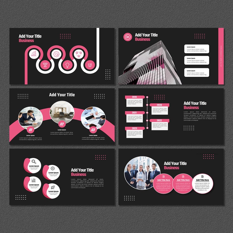Black Pink Powerpoint Template Ppt Magezine Style Business Persentation Minimalist