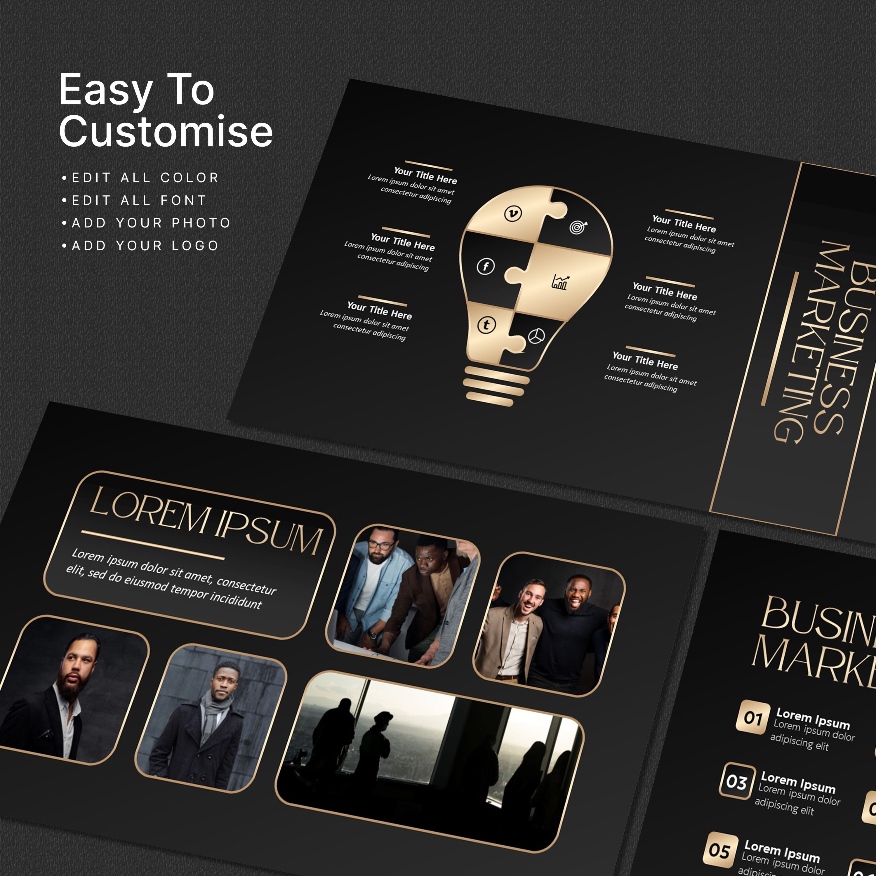 Luxury Powerpoint Template PPT Black and Gold Business Presentation ...