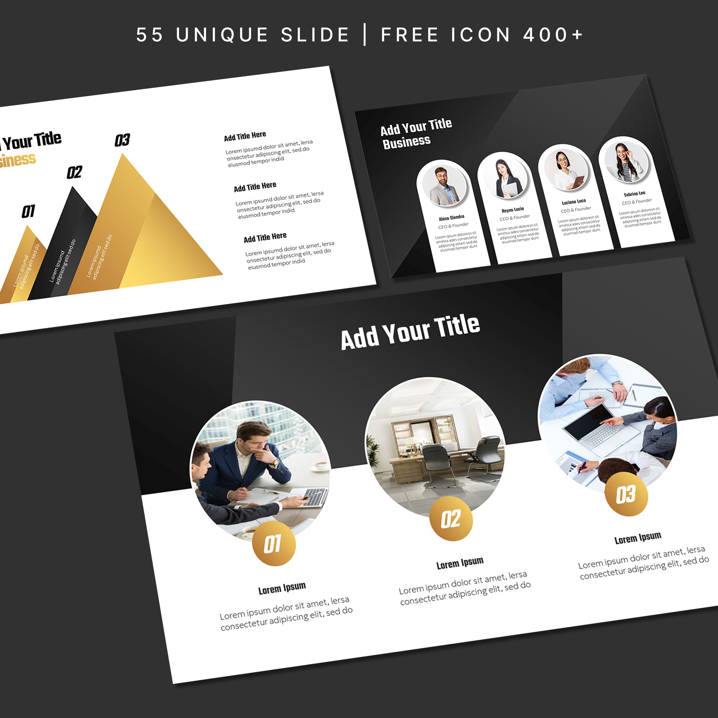 Black and Gold Powerpoint Template | Luxury Business Presentation - Etsy