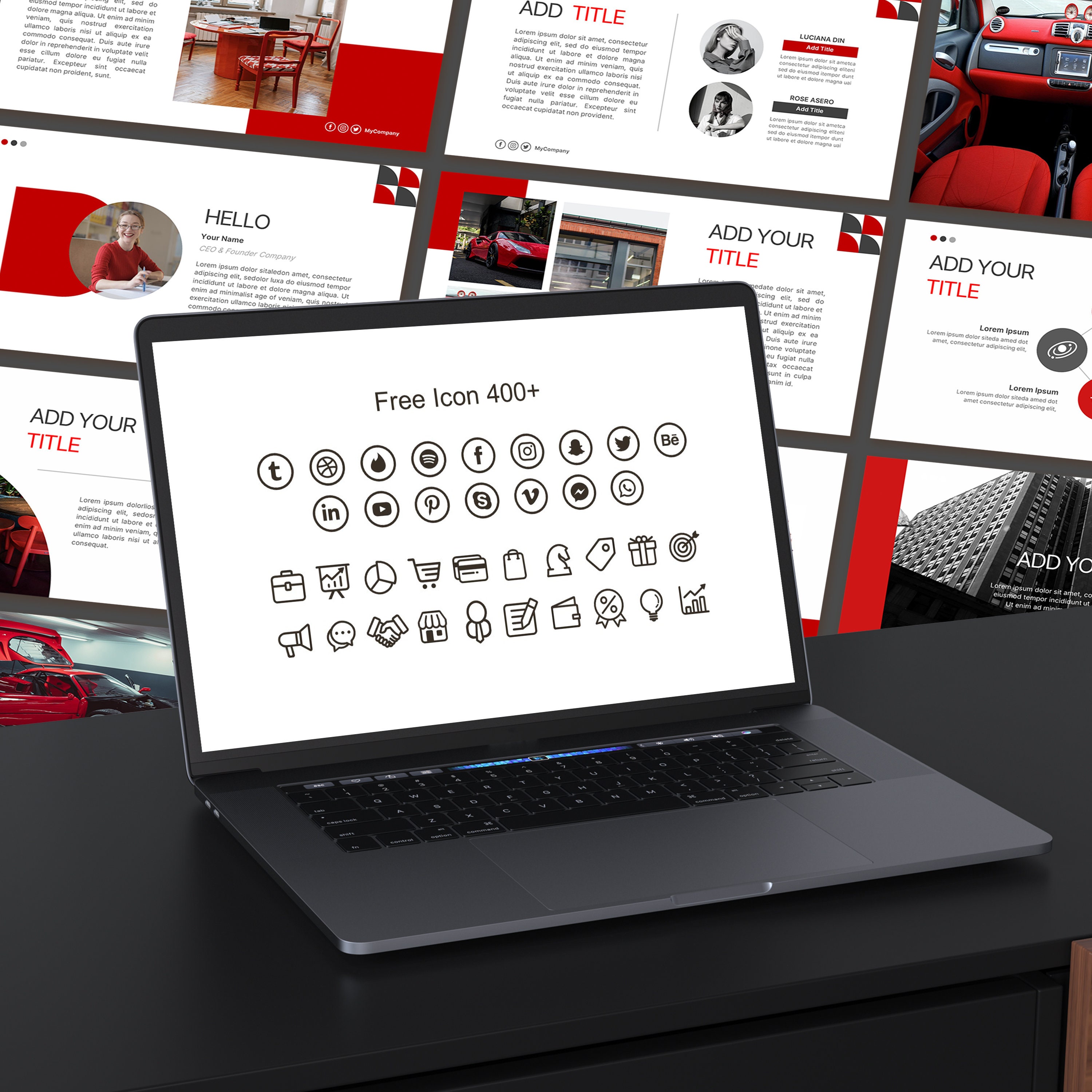 Red Business Powerpoint Template | Magazine Style Slide Deck - Etsy