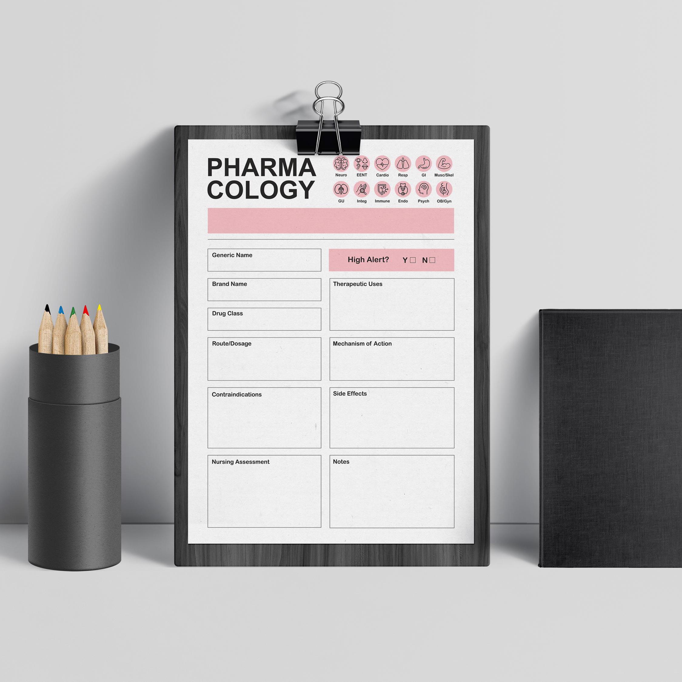 Editable Minimalist Pharmacology Template for Nursing School A ...