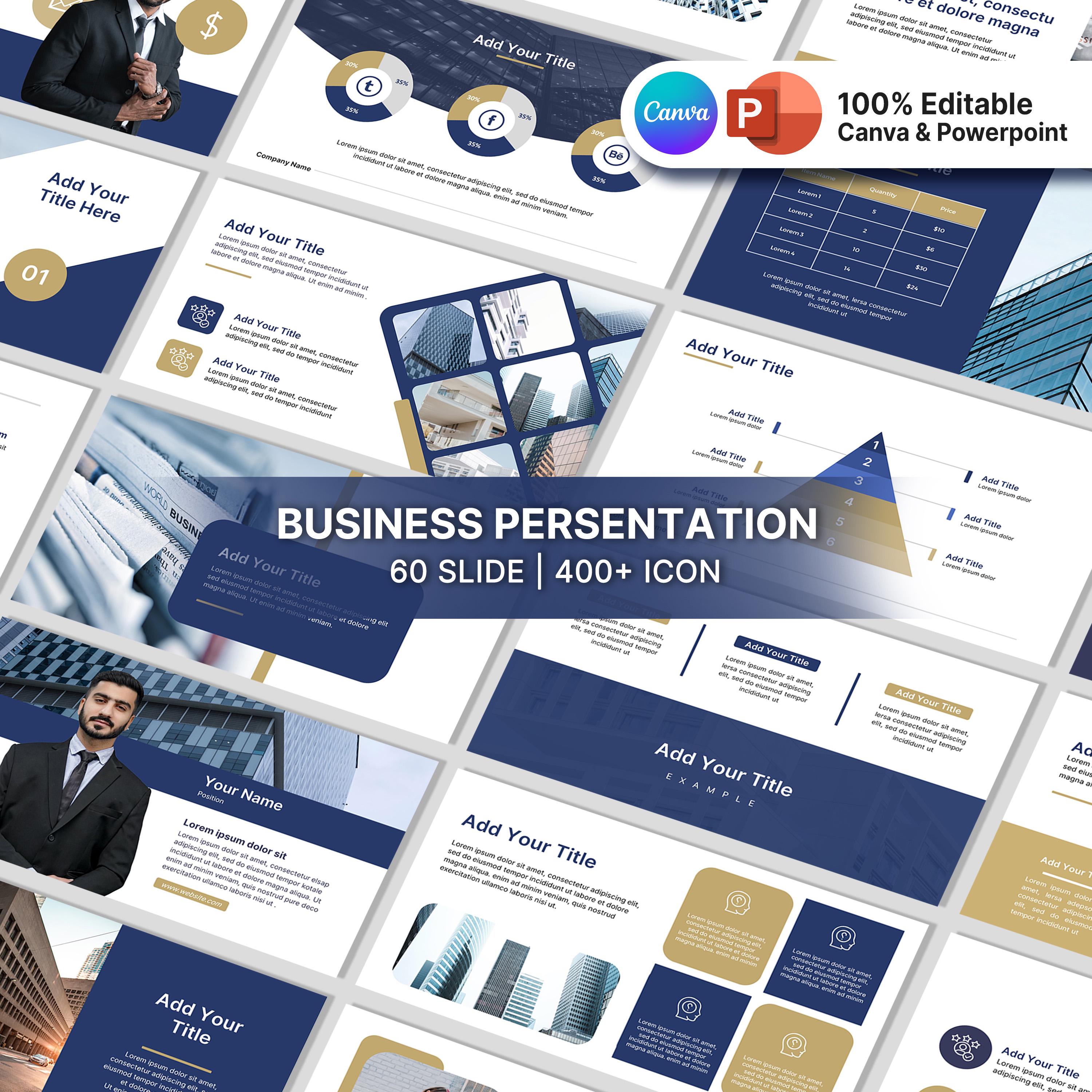 Blue and Gold Powerpoint Template | PPT Templates | Minimalist ...