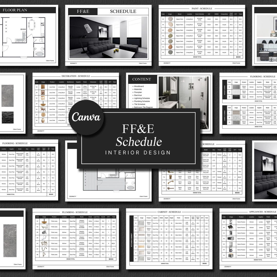 FF&E Schedule Template | Furniture, Fixtures, and Finishes Template ...