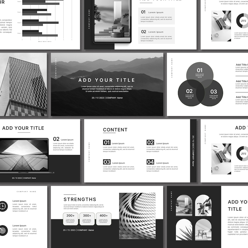 Monochrome Powerpoint Template | Presentation Slide | PPT Minimalist ...