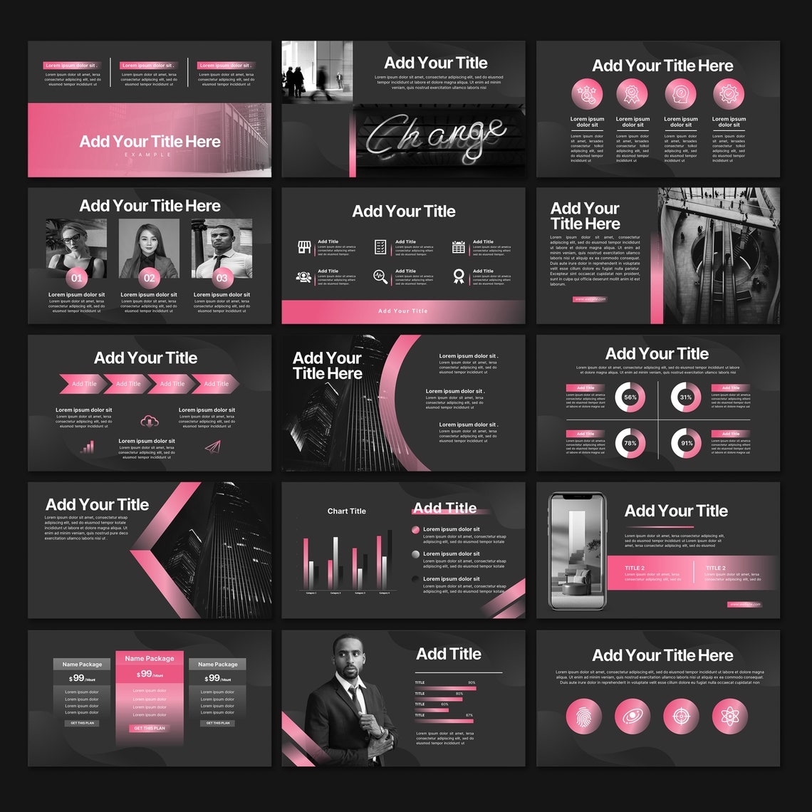 Black Pink Powerpoint Template | PPT Modern 2025 | Presentation Slide ...