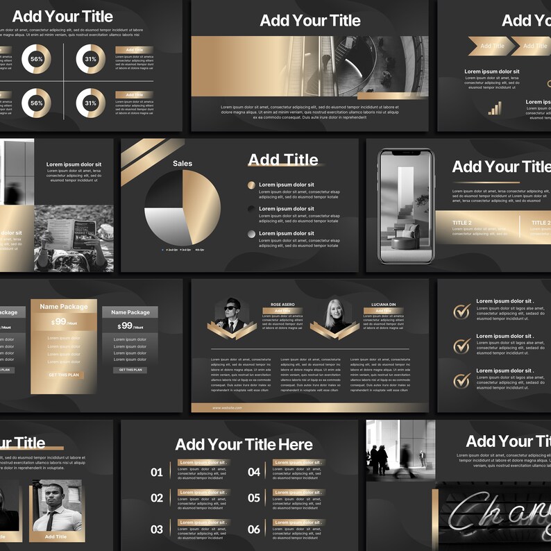 Black Gold Powerpoint 2026, Powerpoint Template, Persentation Slide ...