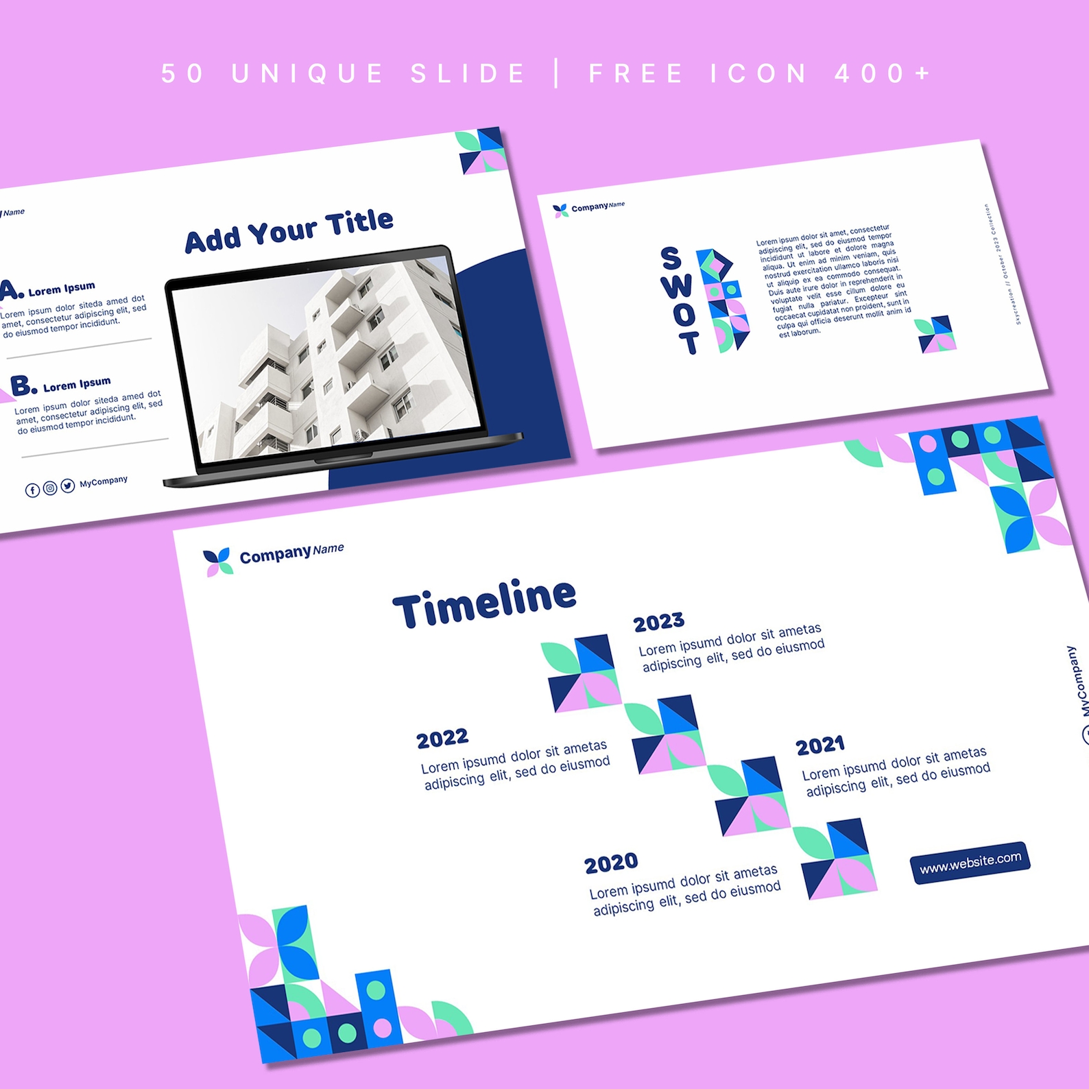 Geometric Powerpoint Template | Modern Persentation | Minimalist Slide ...