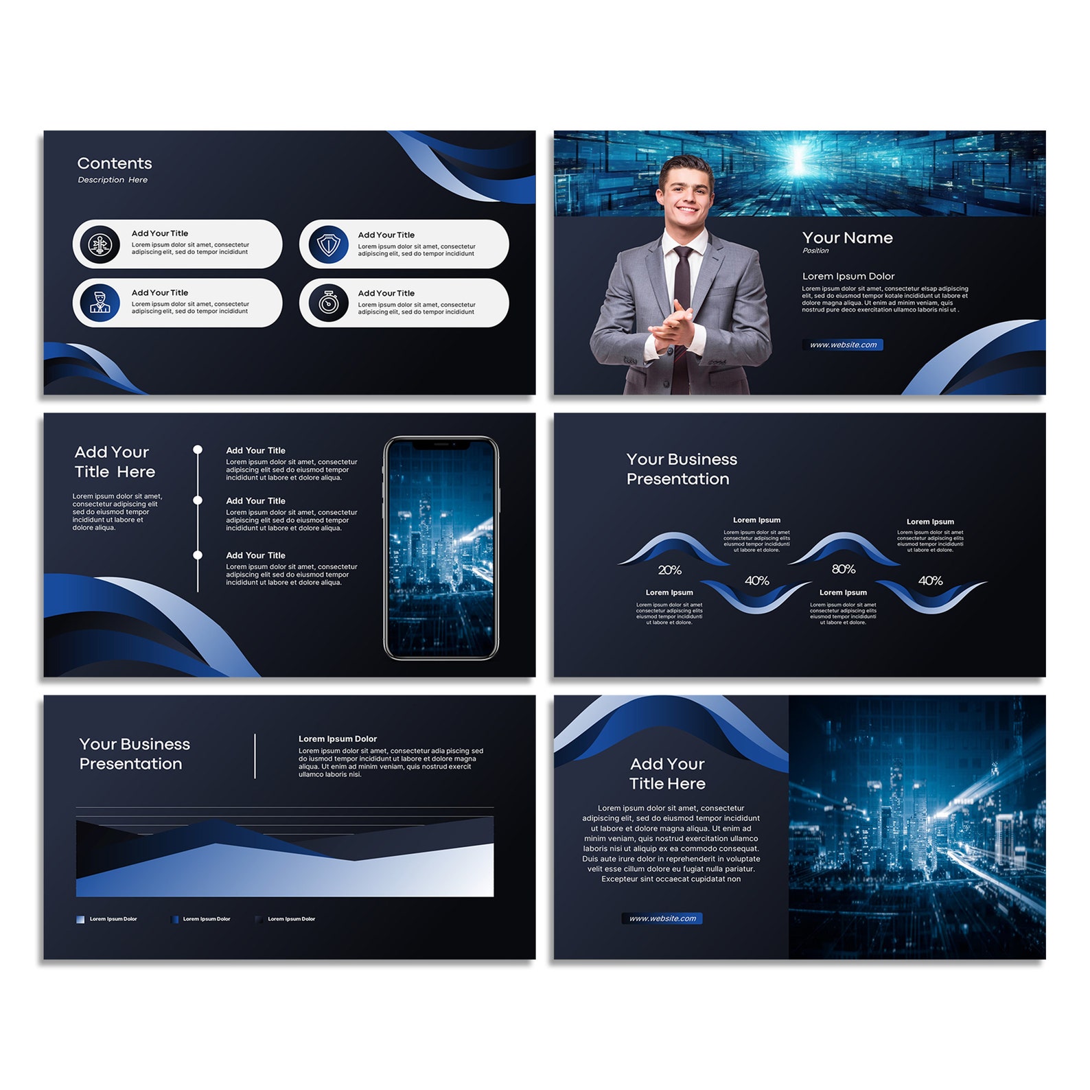Navy Powerpoint Template 2025 | Business Slide | Minimalist ...