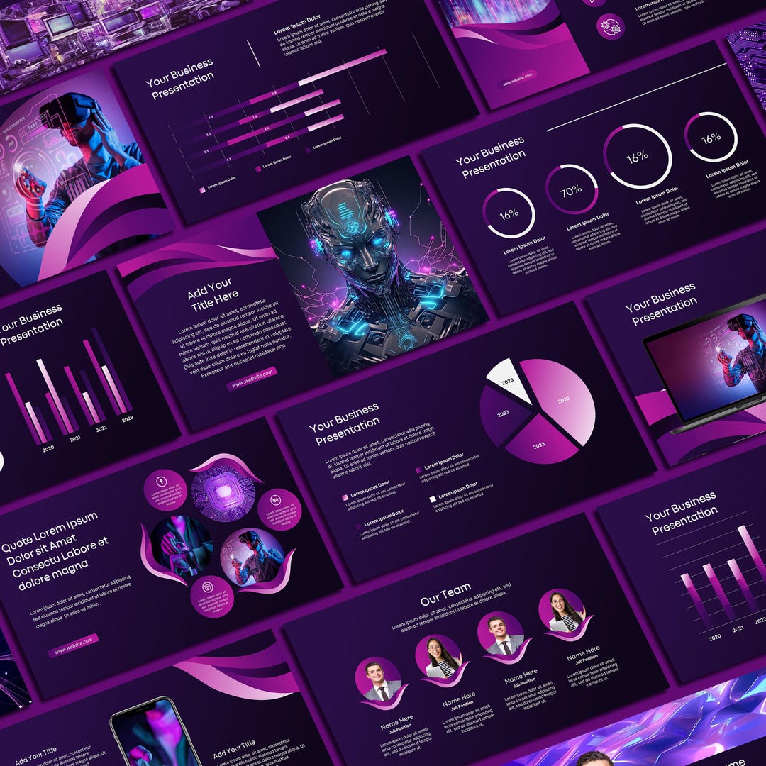 Futuristic Purple Powerpoint Template | Modern Business Slides (PPT) - Etsy