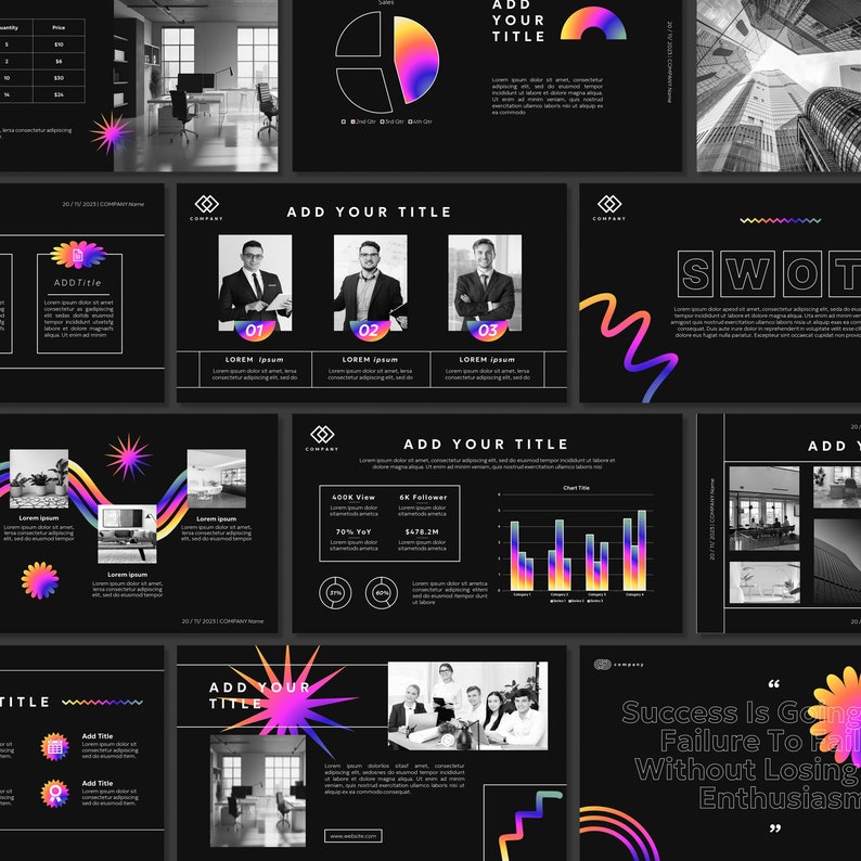 Black Gradient Powerpoint Template Business Presentation PPT Minimalist ...