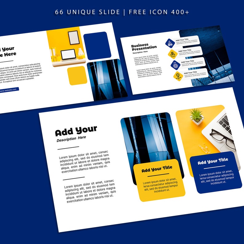 Yellow Blue Powerpoint Template | Report Presentation | Business Slide ...
