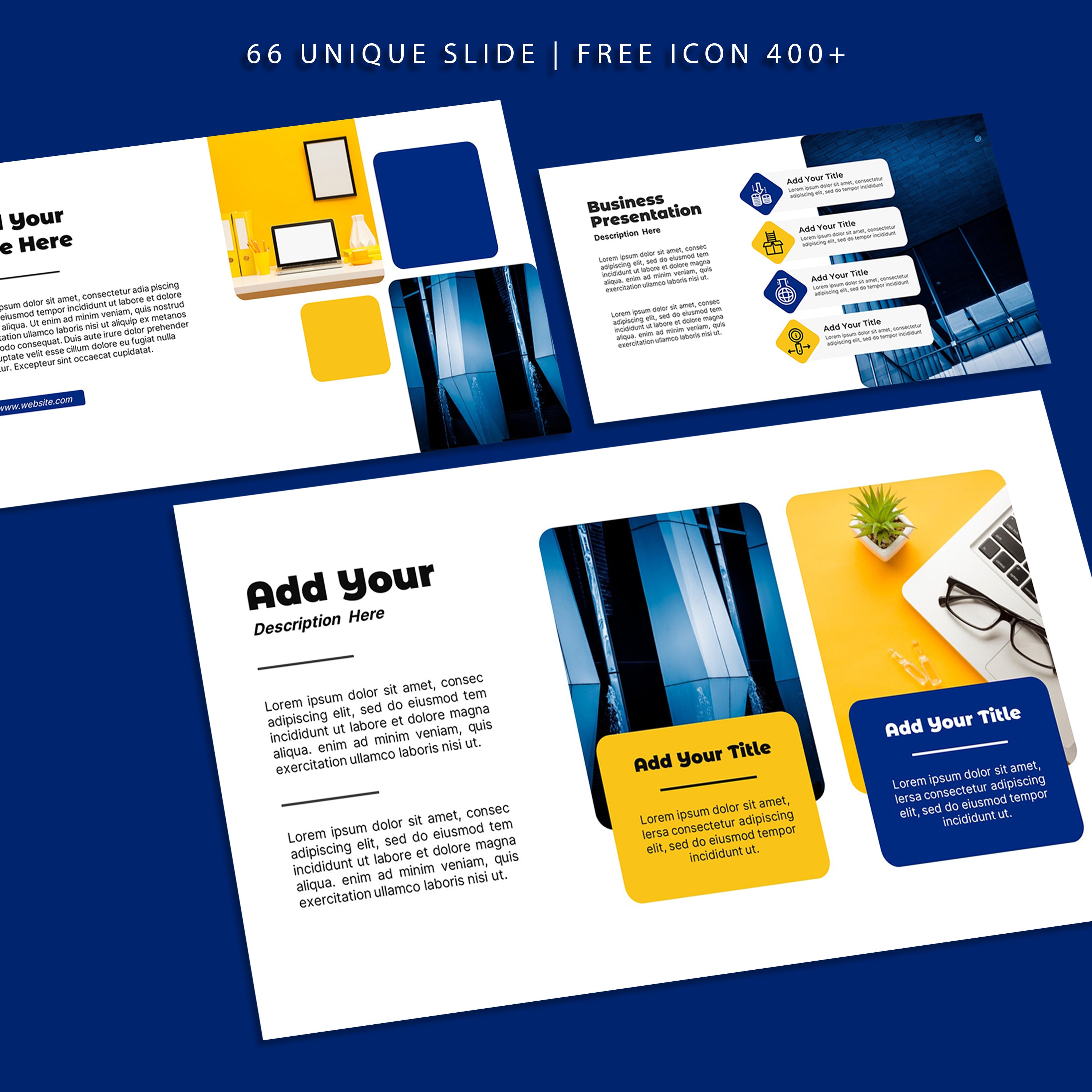 Yellow Blue Powerpoint Template | Report Presentation | Business Slide ...