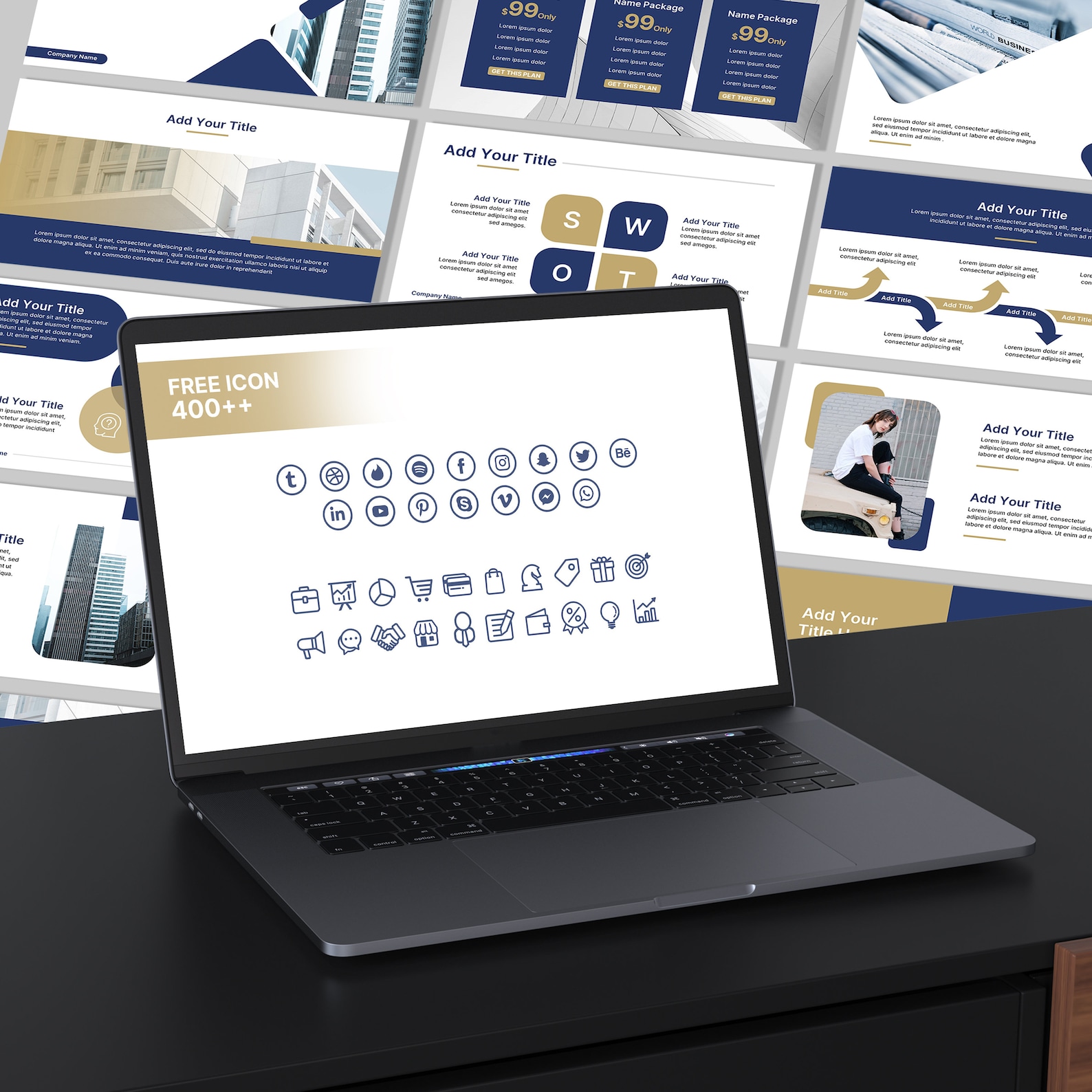 Blue and Gold Powerpoint Template | PPT Templates | Minimalist ...