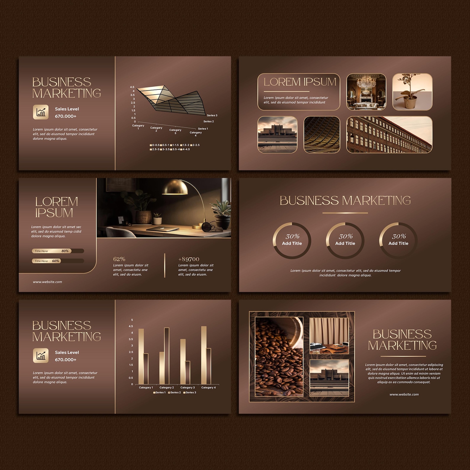Luxury Coffee-themed Powerpoint Template | Brown & Gold Minimalist ...
