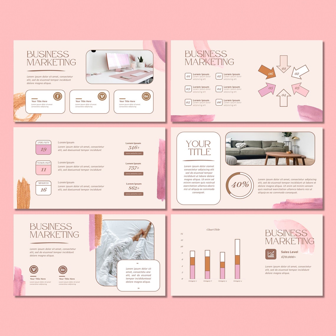 Brush Powerpoint Template | PPT Pink | Business Presentation ...