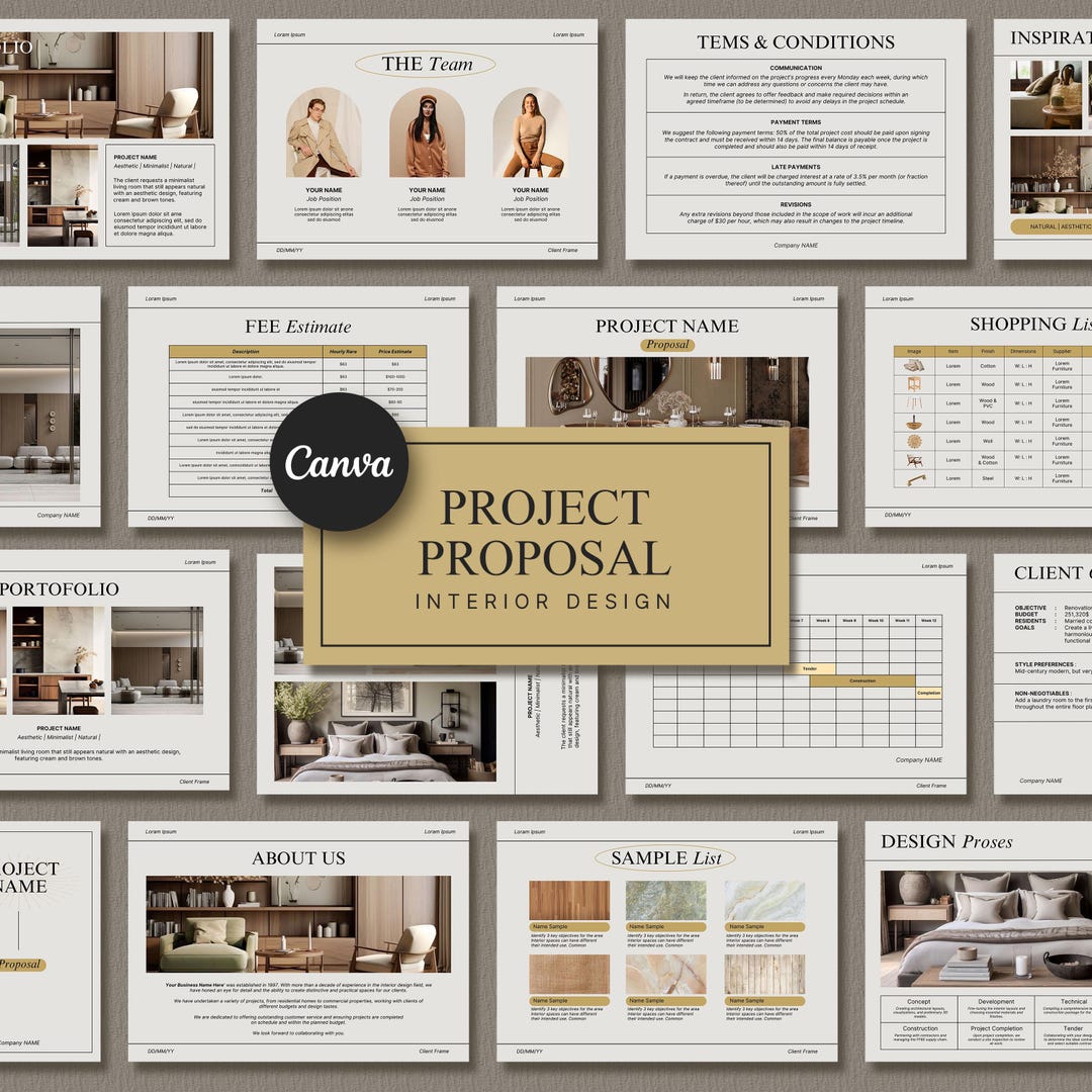 Minimal Interior Design Proposal Template | Client Project | Editable ...