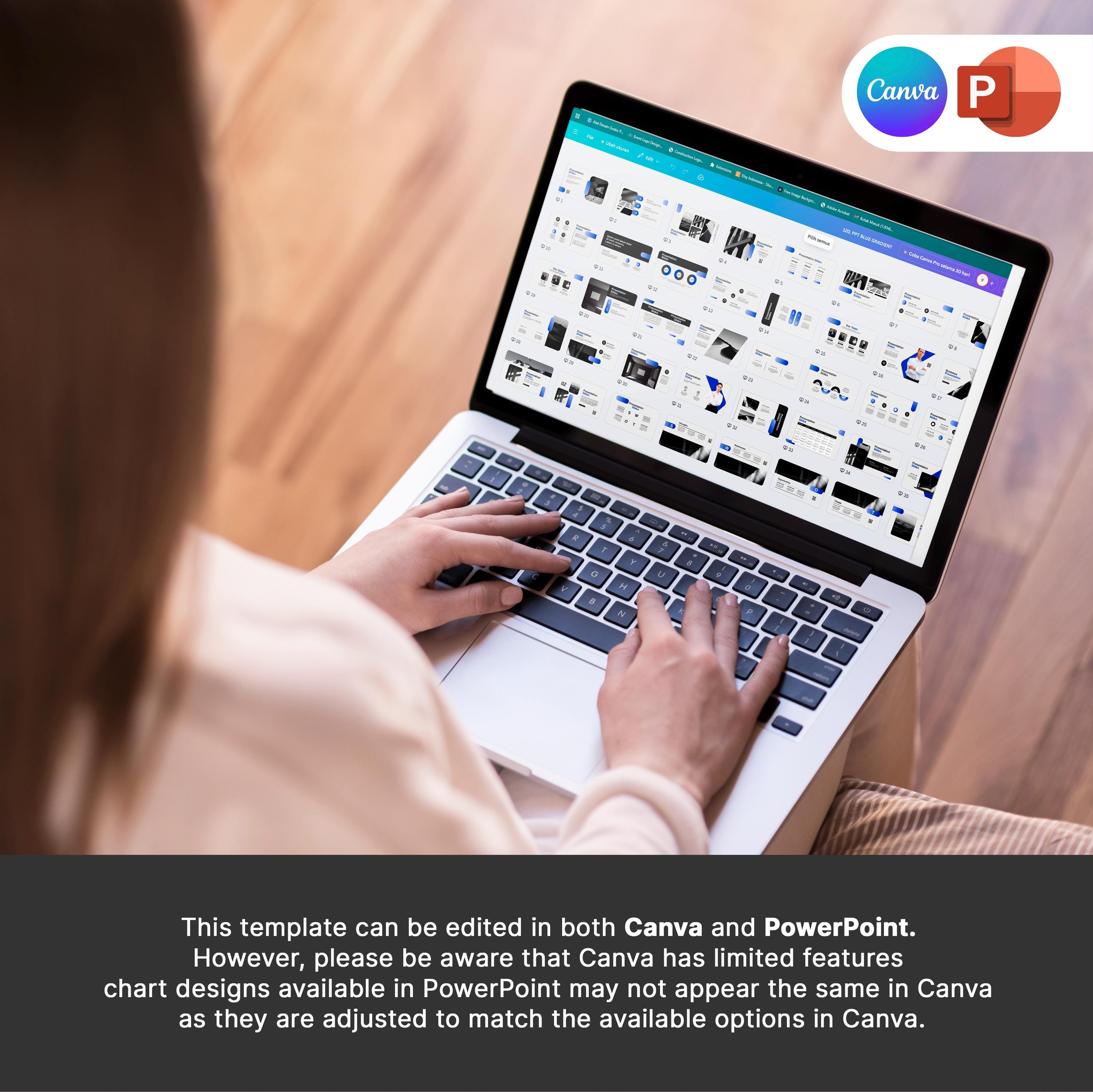 Elegant Blue Powerpoint Template, Canva Presentation, Minimal Business ...