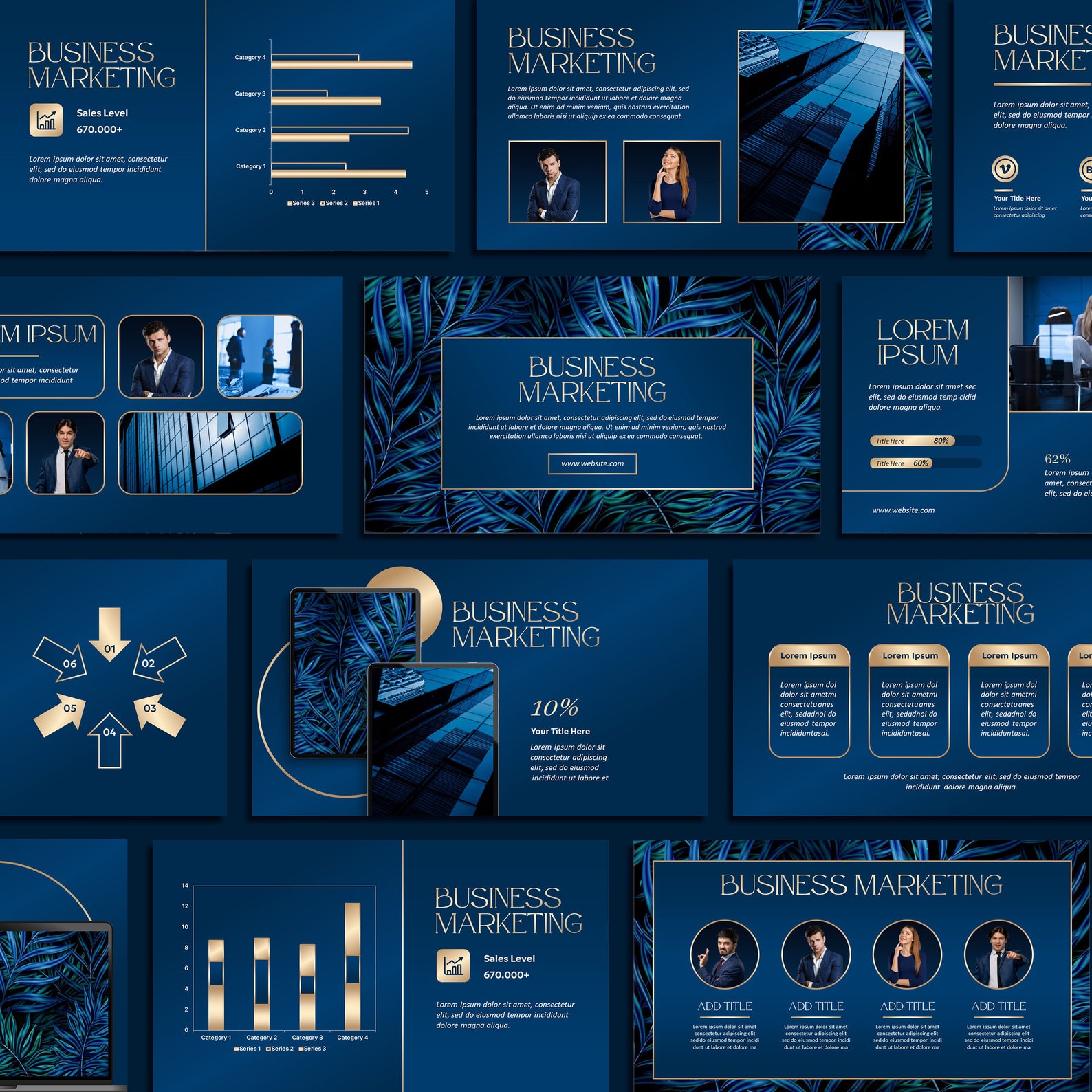 Blue Luxury Powerpoint Template | PPT Black and Gold | Business ...