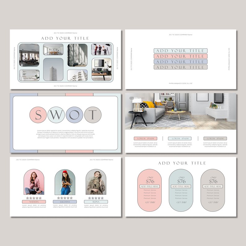 Pastel Powerpoint Template | Minimalist Business Presentation (PPT File ...