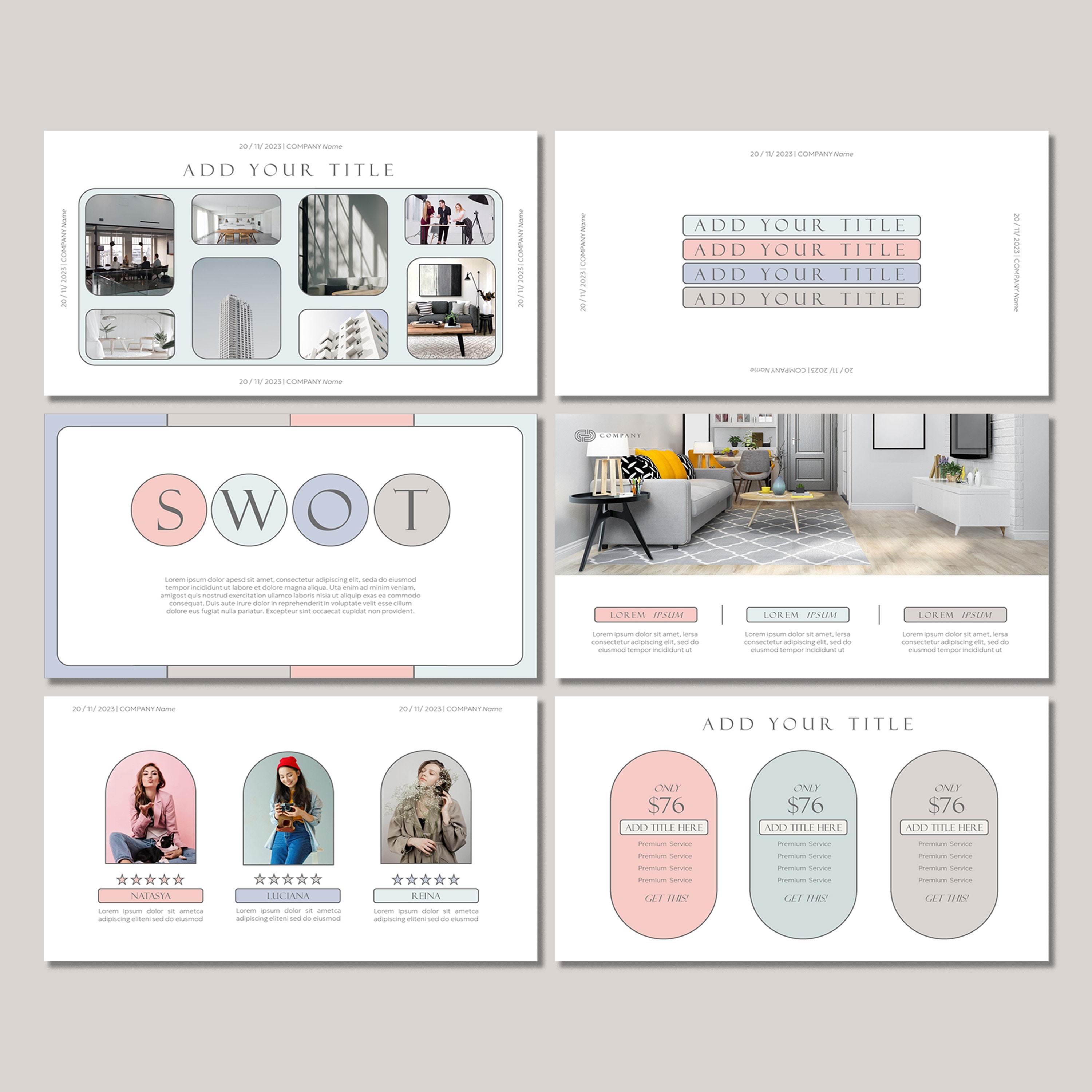 Pastel Powerpoint Template | PPT Minimalist | Business Marketing | Cute ...