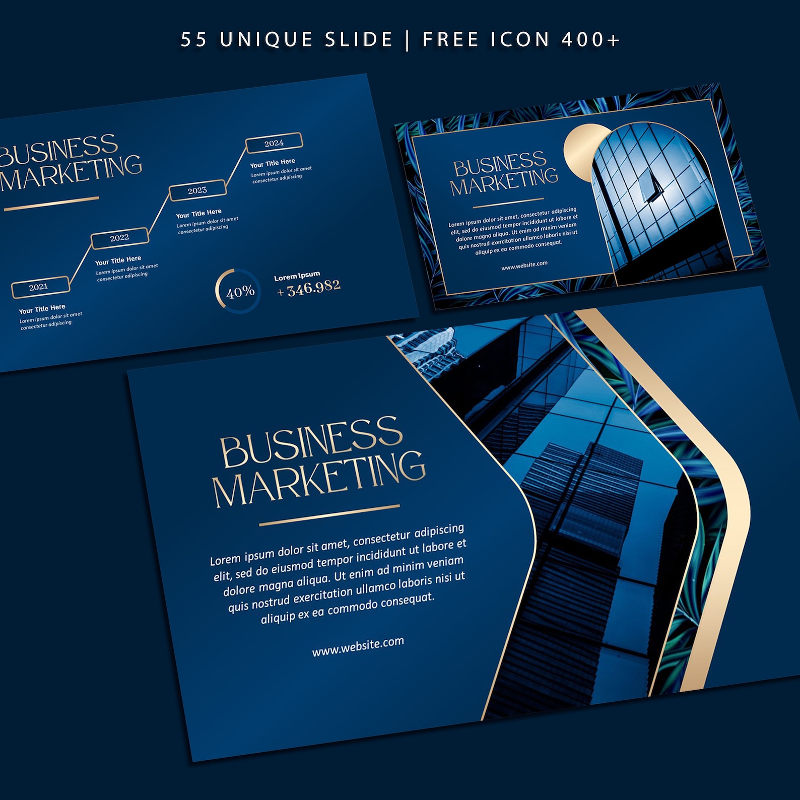 Blue Luxury Powerpoint Template | PPT Black and Gold | Business ...