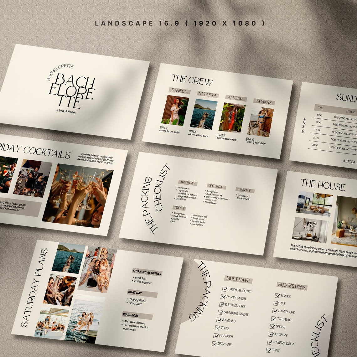 Elegant Bachelorette Itinerary Canva | Bachelor Template | Bridesmaid ...