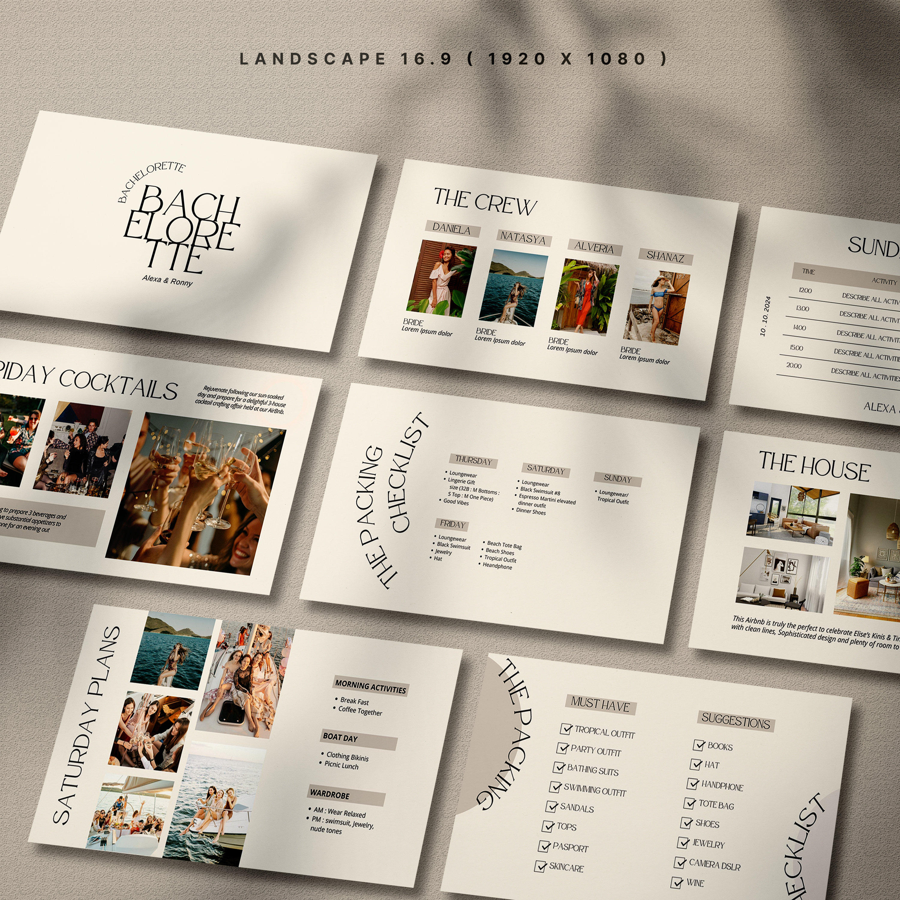 Elegant Bachelorette Itinerary Canva | Bachelor Template | Bridesmaid ...