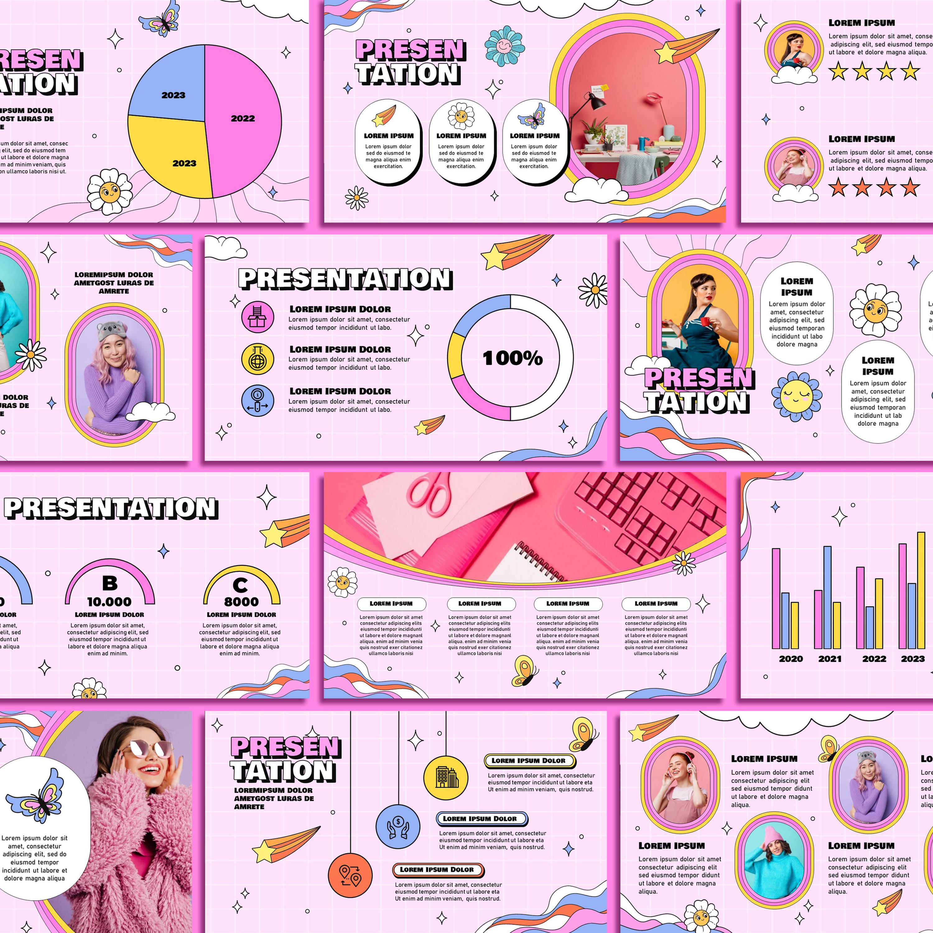 Retro 90's Powerpoint Template | Pink Vintage | PPT Modern | Business ...