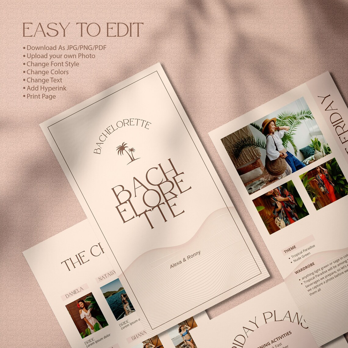 Pink Bachelorette Itinerary Canva | Bachelor Template | Bridesmaid ...