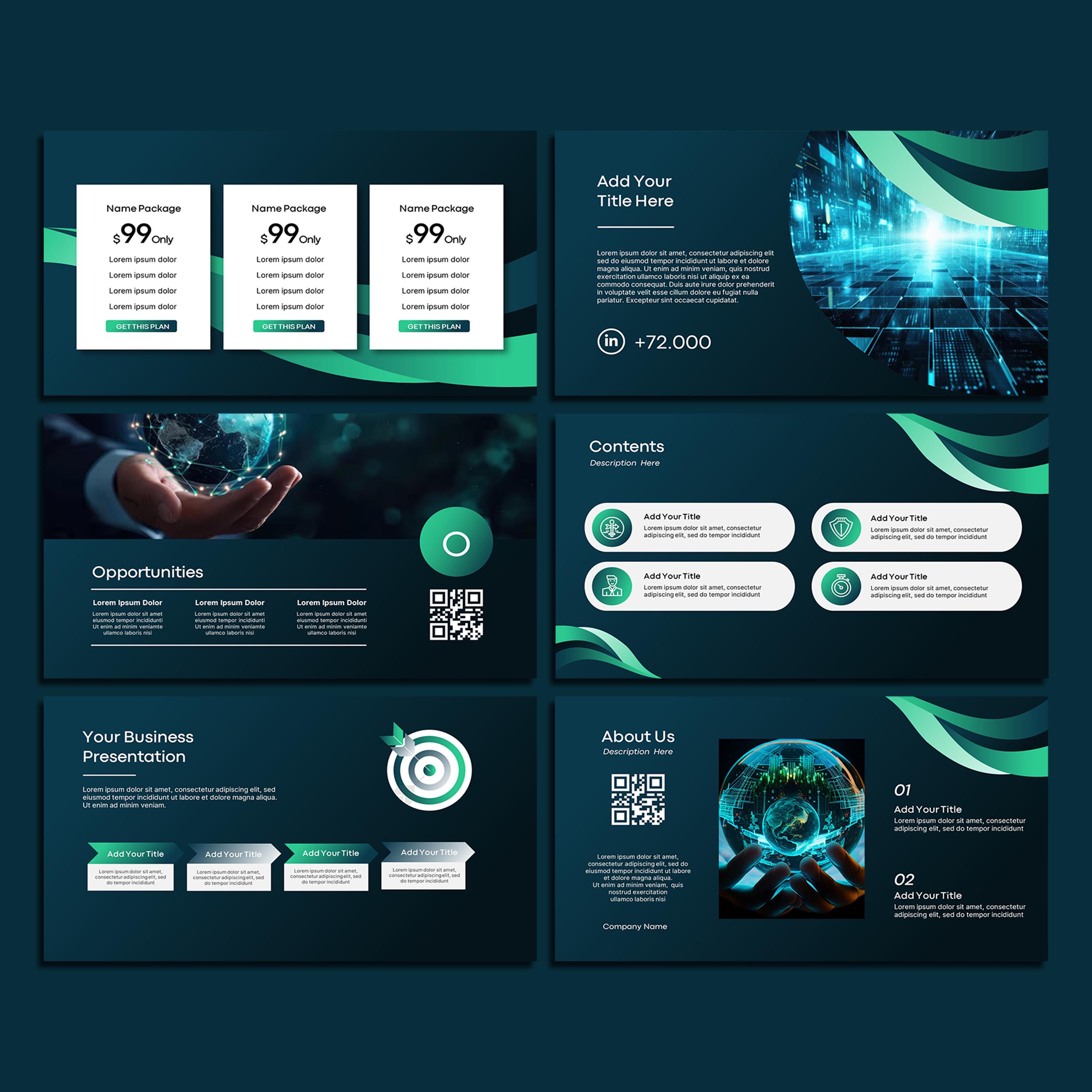 Futuristic Green Powerpoint Template | Modern Business Slides - Etsy