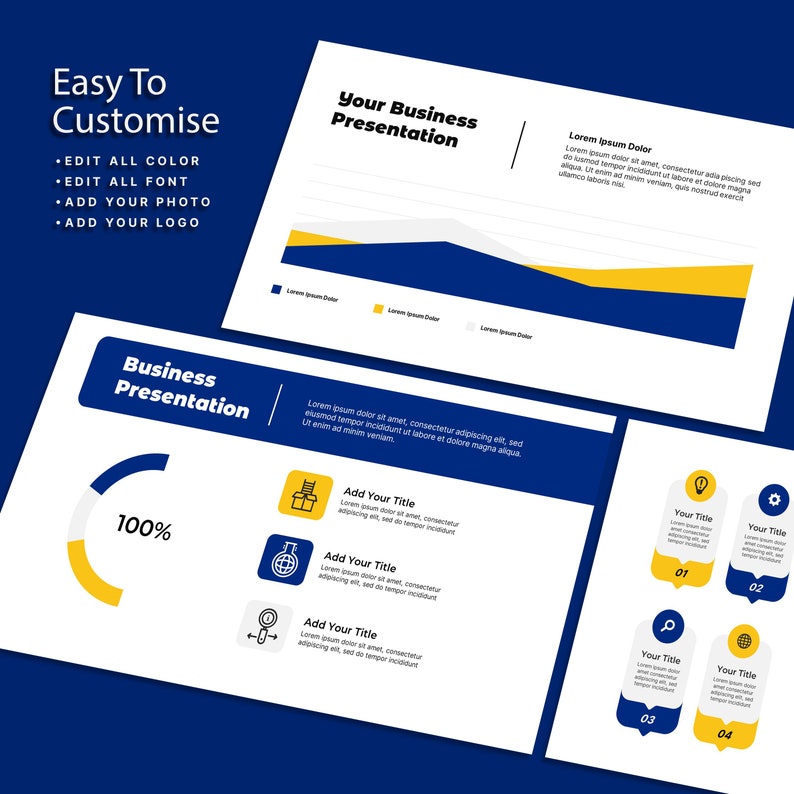 Yellow Blue Powerpoint Template | Report Presentation | Business Slide ...